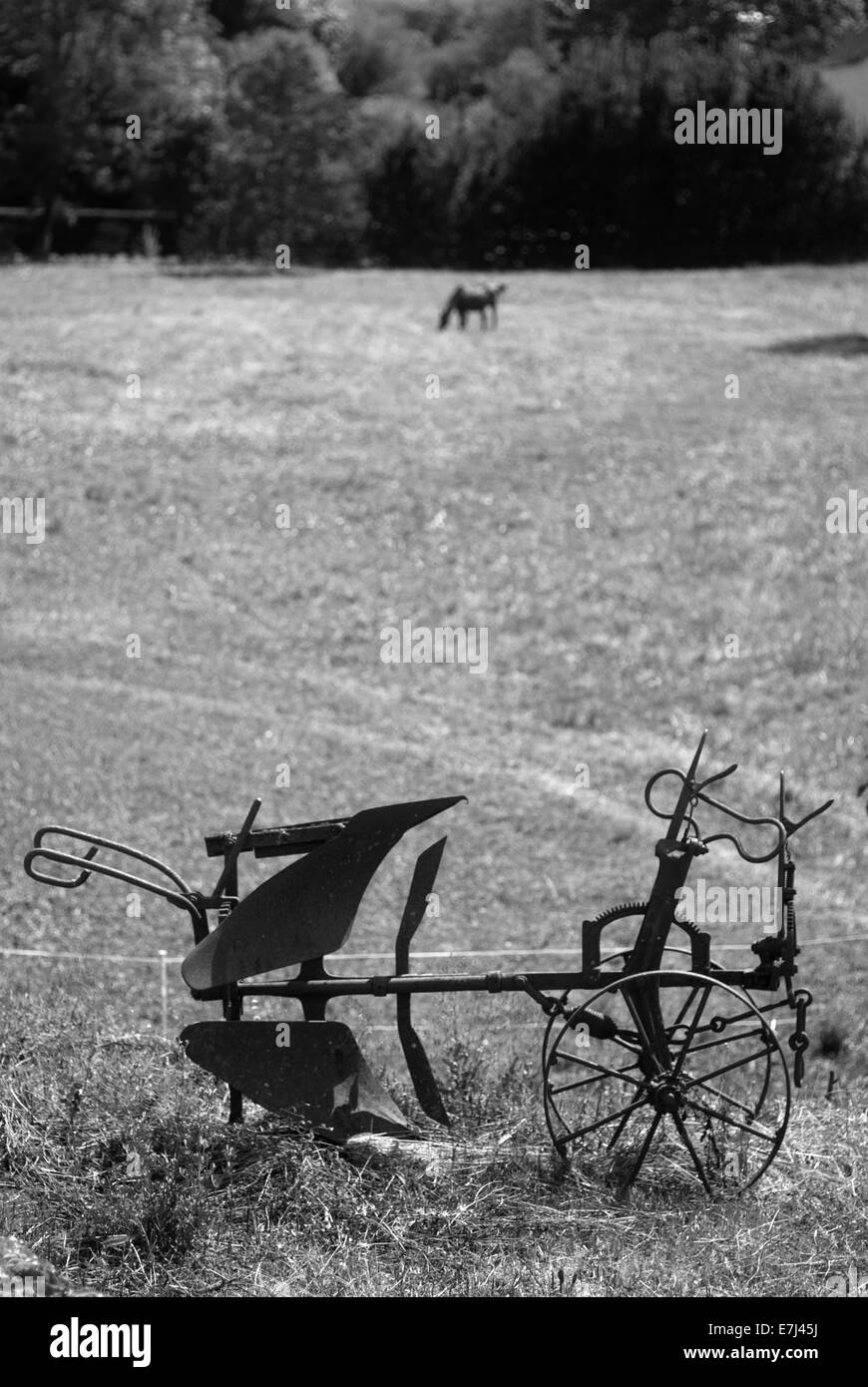 Old plough Black and White Stock Photos & Images - Alamy
