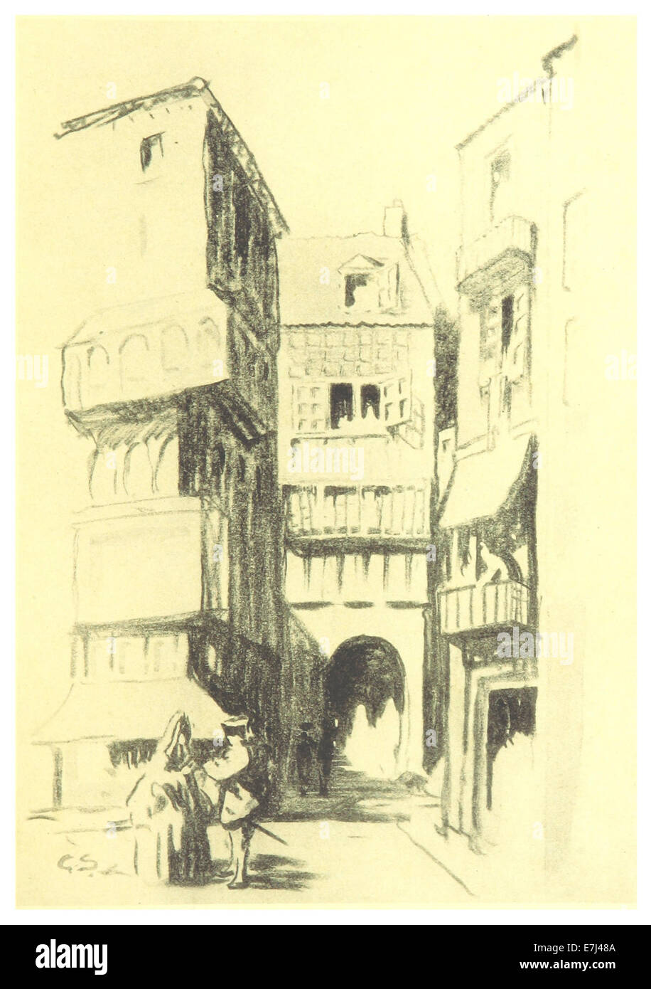 A 1925 collotype reproduction by Sheringham, showing a map and ...