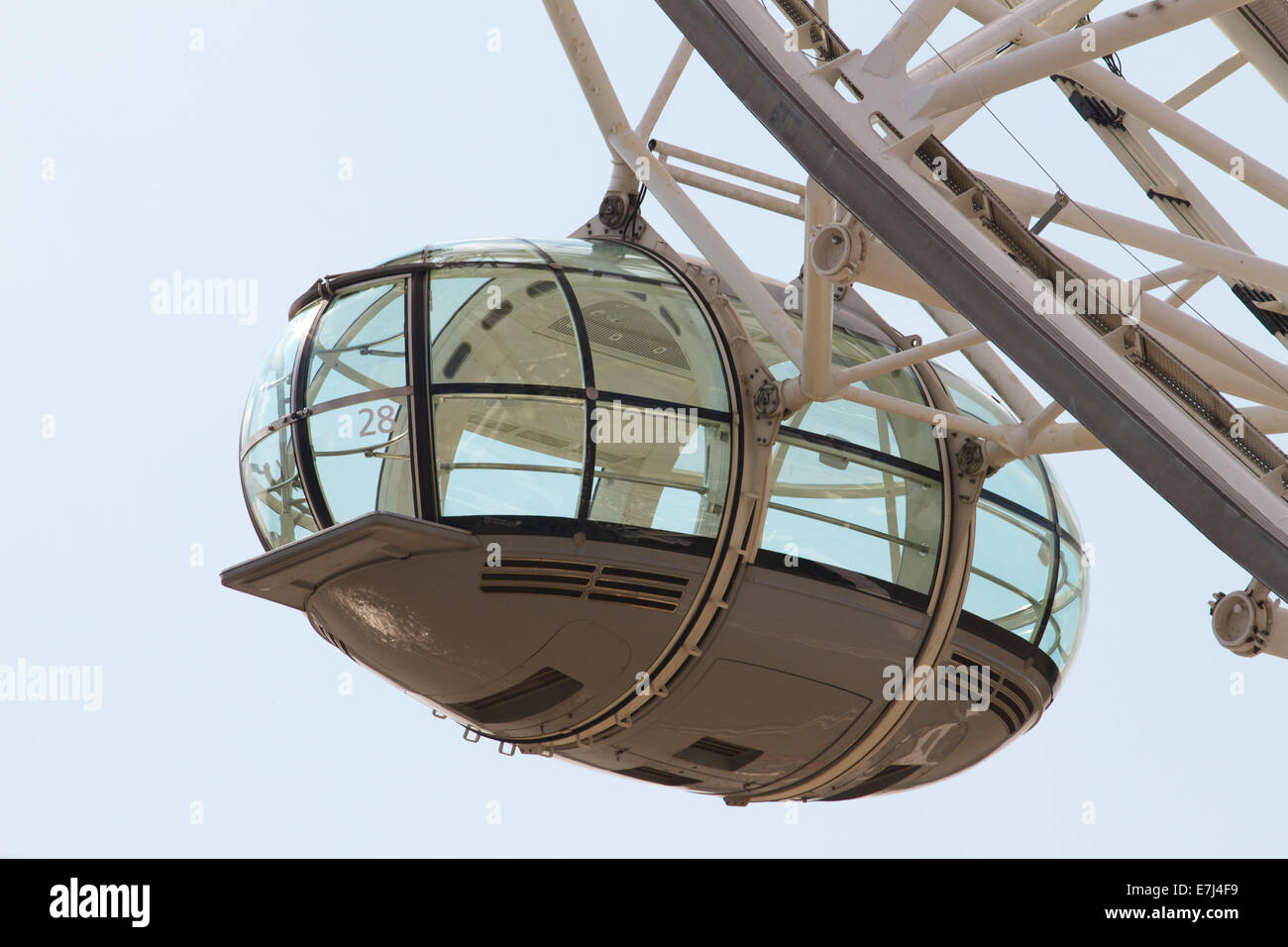 London Eye, capsule over The river Thames Westminster London England ...