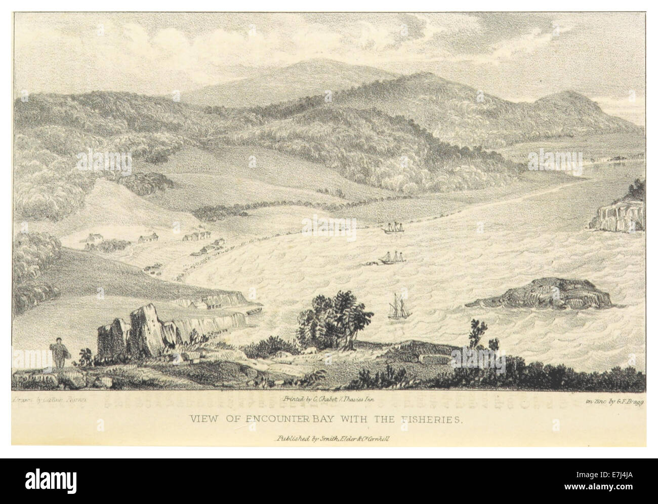 This 1839 illustration by Stephens shows Encounter Bay, Australia, with ...