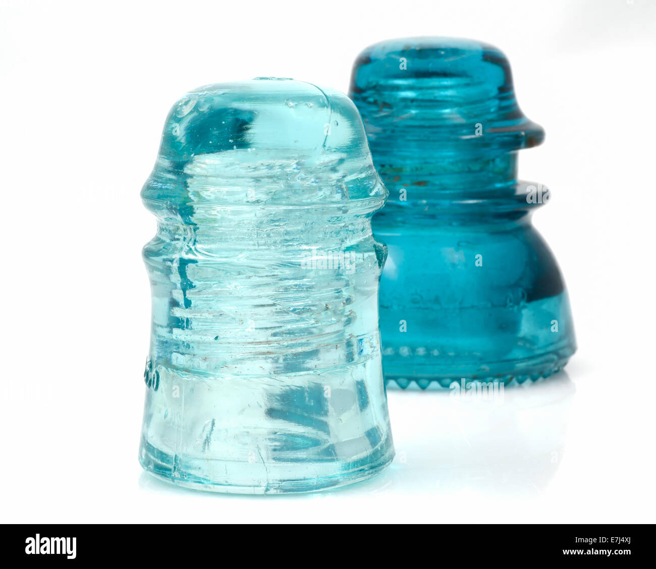 Vintage blue glass insulators hi-res stock photography and images - Alamy