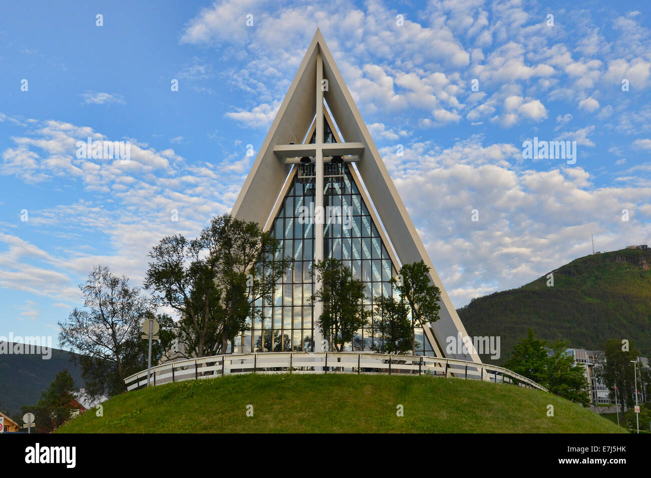 The Ishavskatedralen Arctic Cathedral, landmark of Tromso, Norway Stock ...