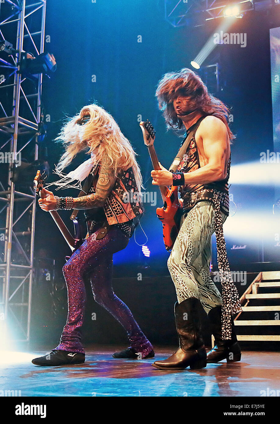 American heavy metal band Steel Panther performing live on stage at the ...