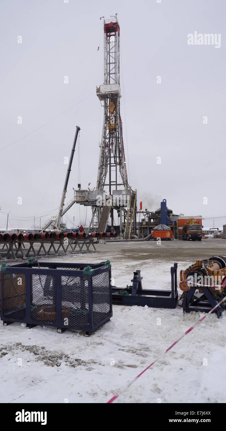 Oil rig in winter time Stock Photo - Alamy