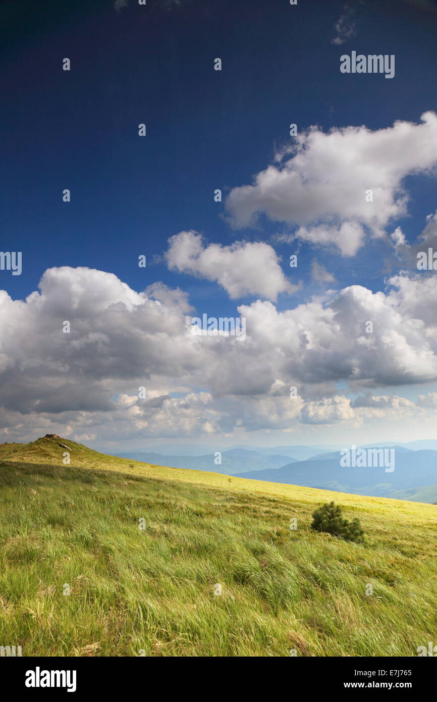 Nature and environment. Fields and hills. Mountain landscape in the ...