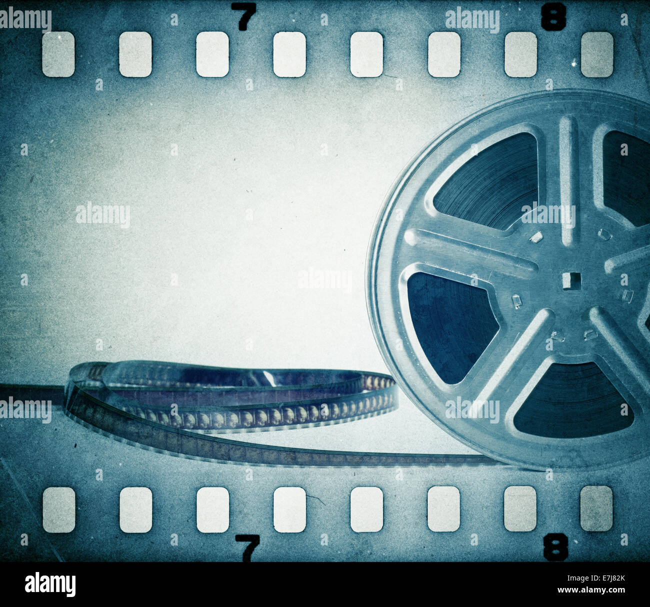 Old motion picture film reel with film strip. Vintage background Stock ...