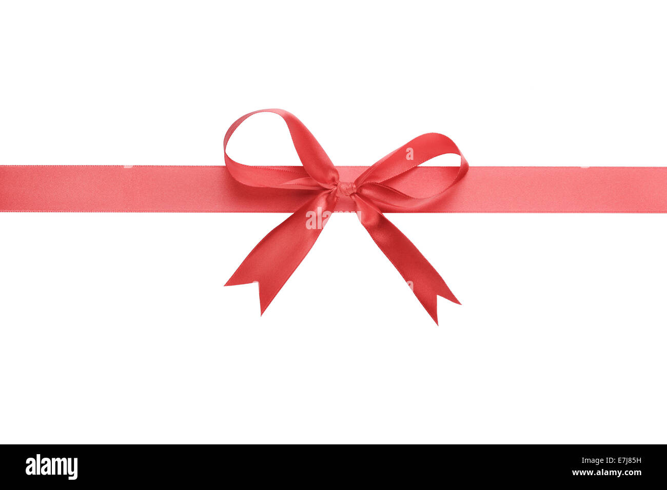 red thin ribbon with bow, isolated on white Stock Photo - Alamy