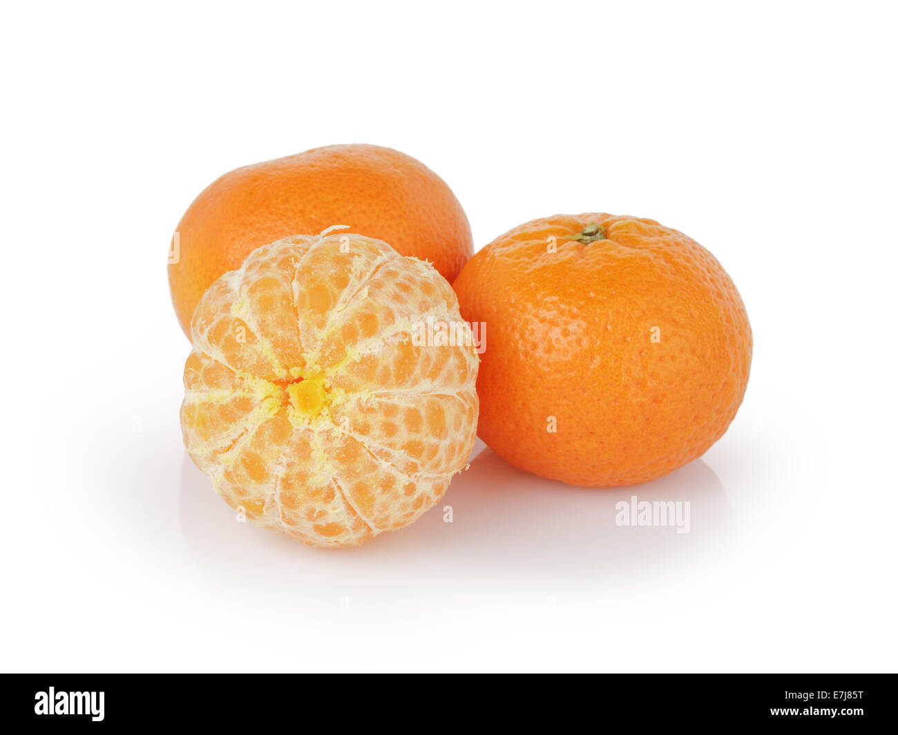 three ripe tangerines, isolated on white background Stock Photo - Alamy