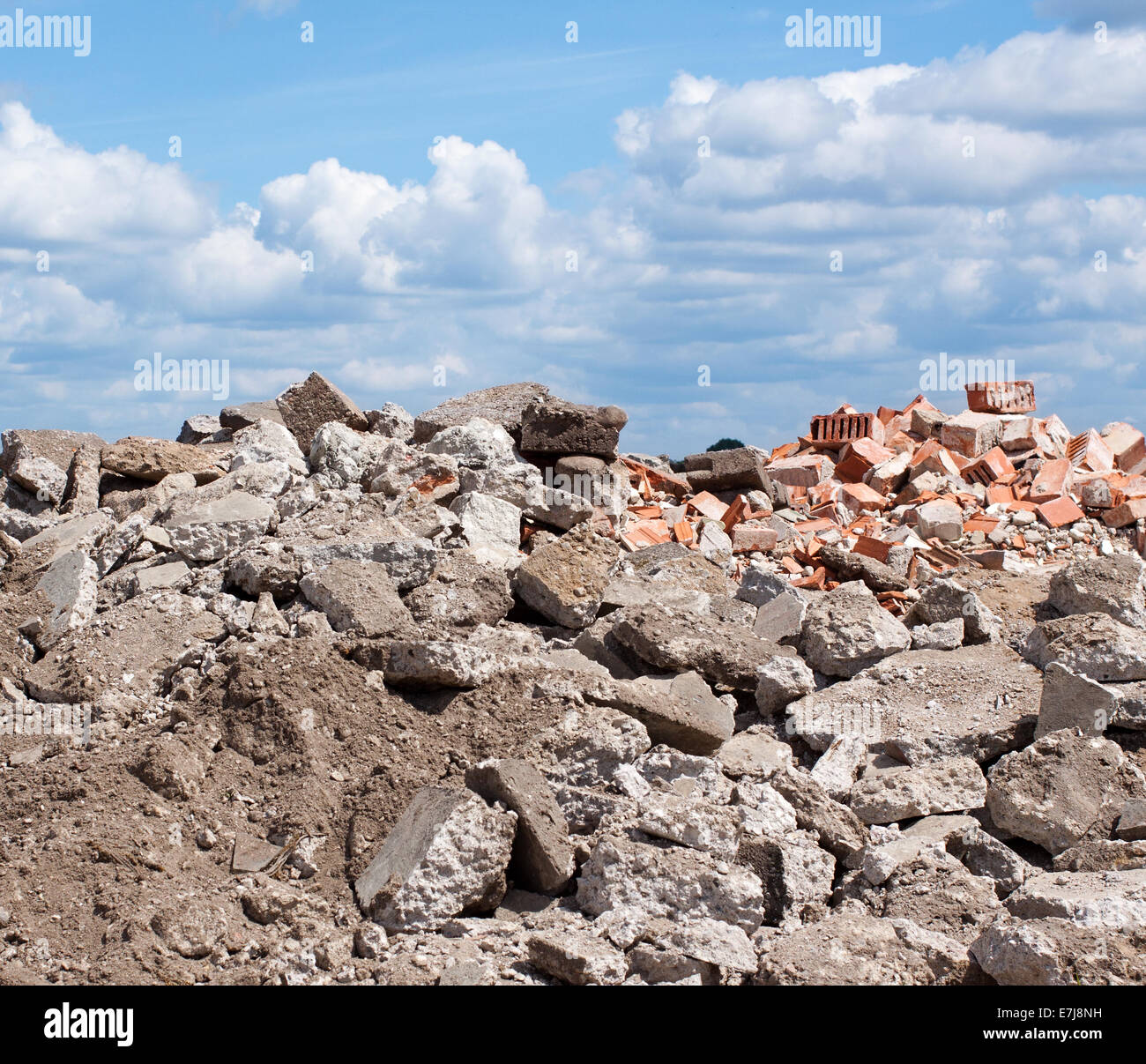 Concrete and brick rubble derbis on construction site Stock Photo - Alamy