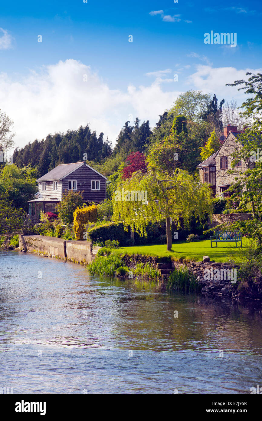 Attractive riverside properties on the banks of the River Clun at ...
