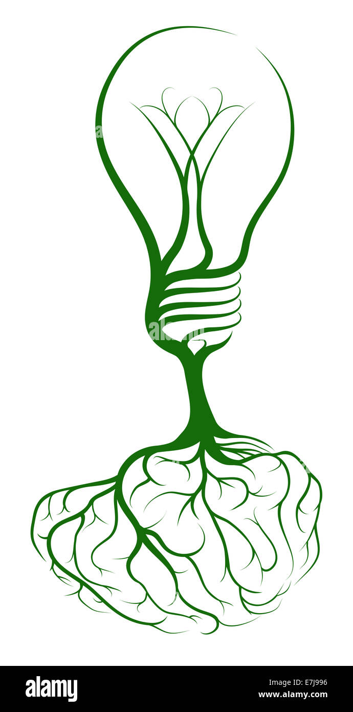 Light bulb brain tree concept of a tree growing in the shape of a ...