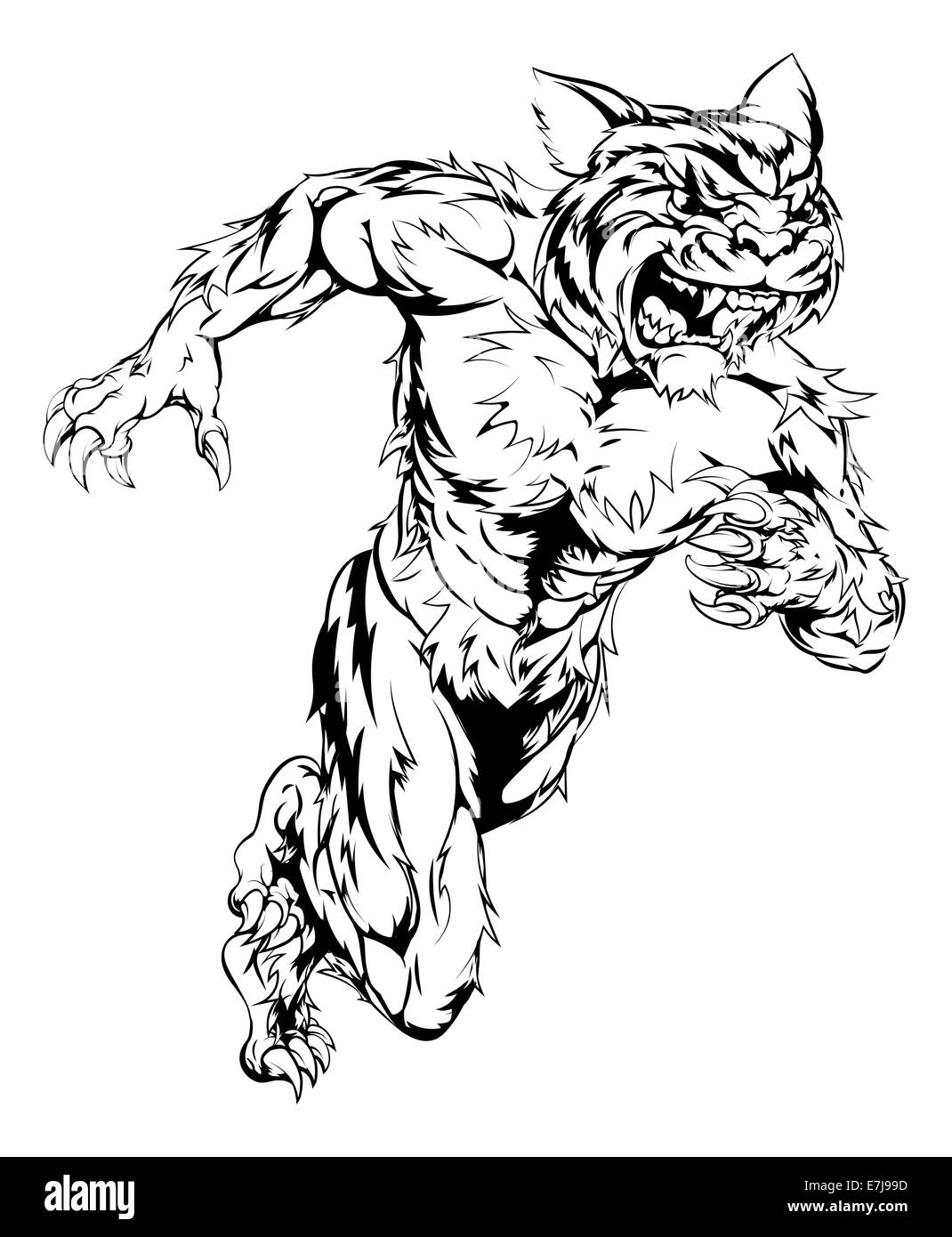Tiger mascot running Black and White Stock Photos & Images - Alamy