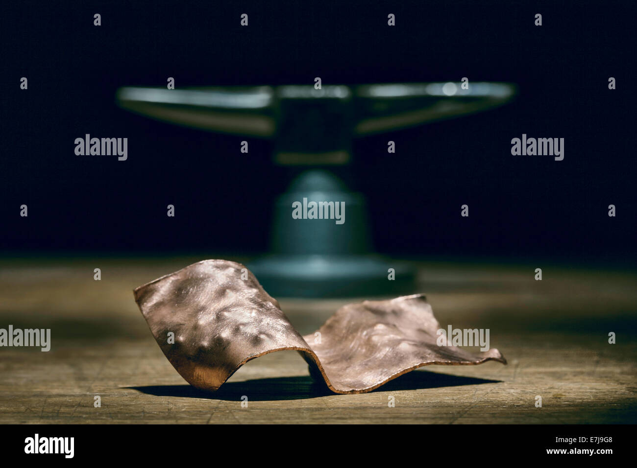 Hand forged copper and bench anvil Stock Photo - Alamy