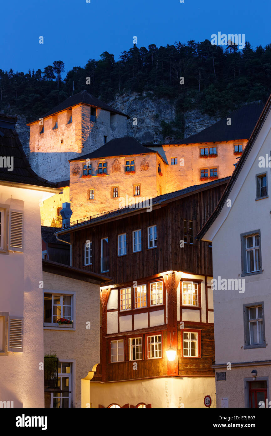 Historic town centre with Schattenburg Castle, Feldkirch, Vorarlberg ...
