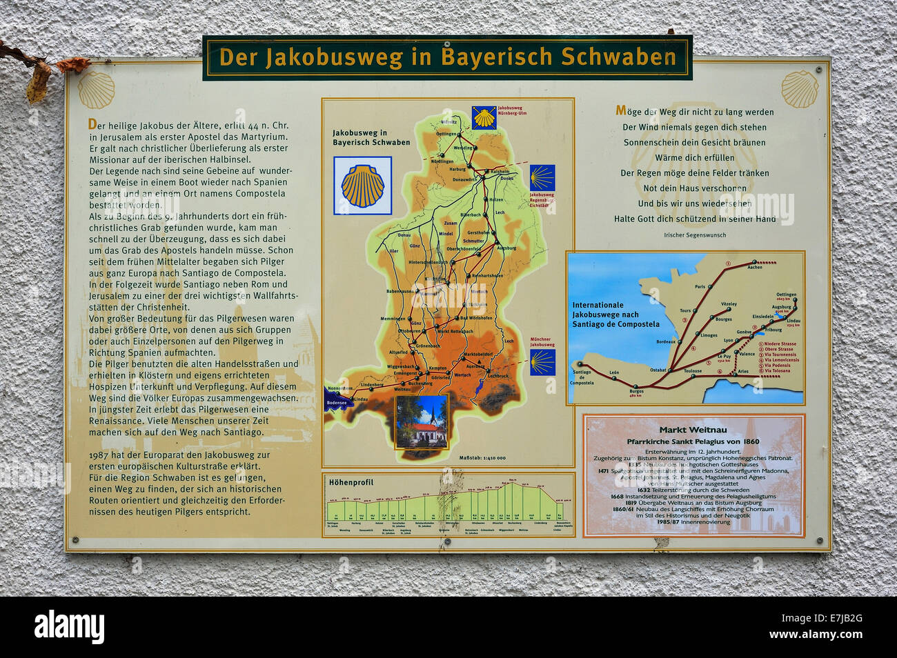 Map of the Way of St. James in Swabia, Weitnau, Bavaria, Germany Stock ...