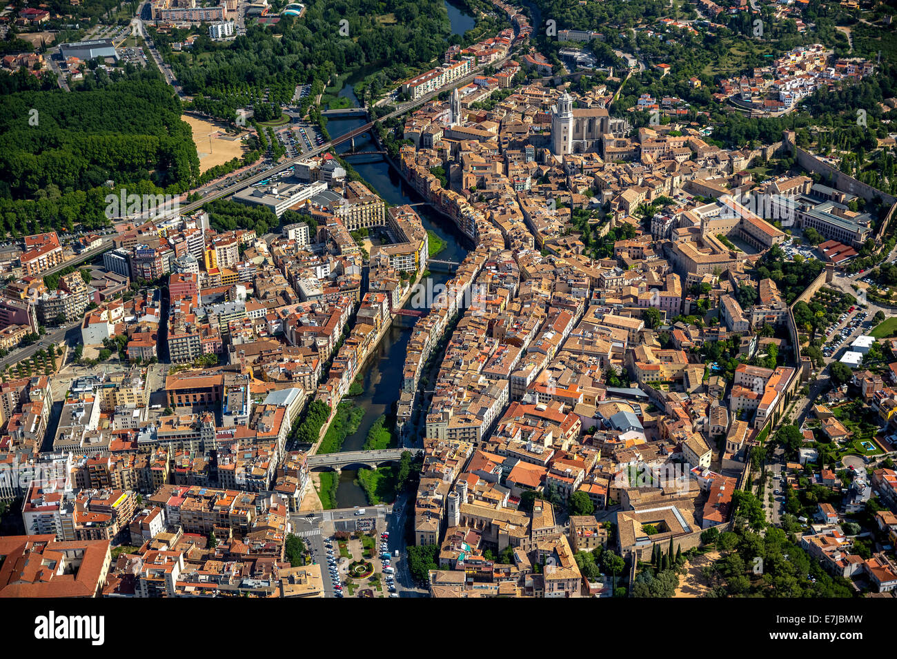 Aerial view overview city girona hi-res stock photography and images ...