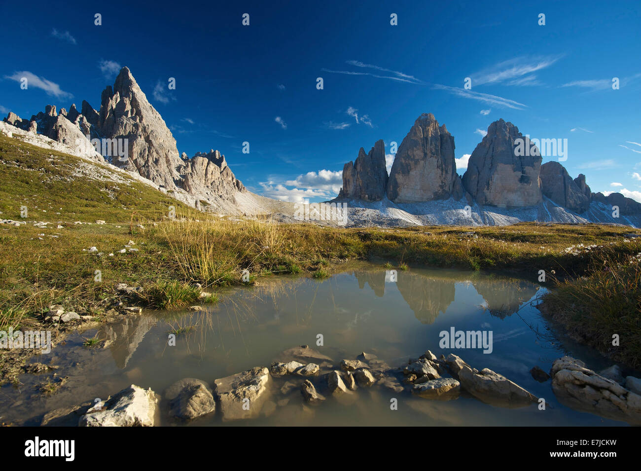 Italy, Europe, Three merlons, battlement, three peaks of Lavaredo, Le ...