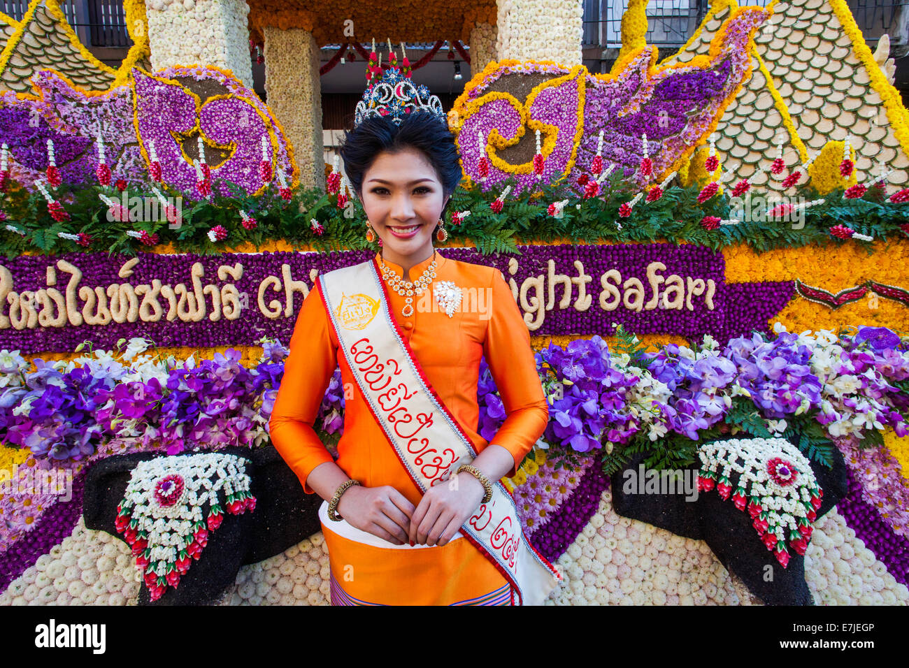 Asia, Thailand, Chiang Mai, Chiang Mai Flower Festival, Parade Float ...