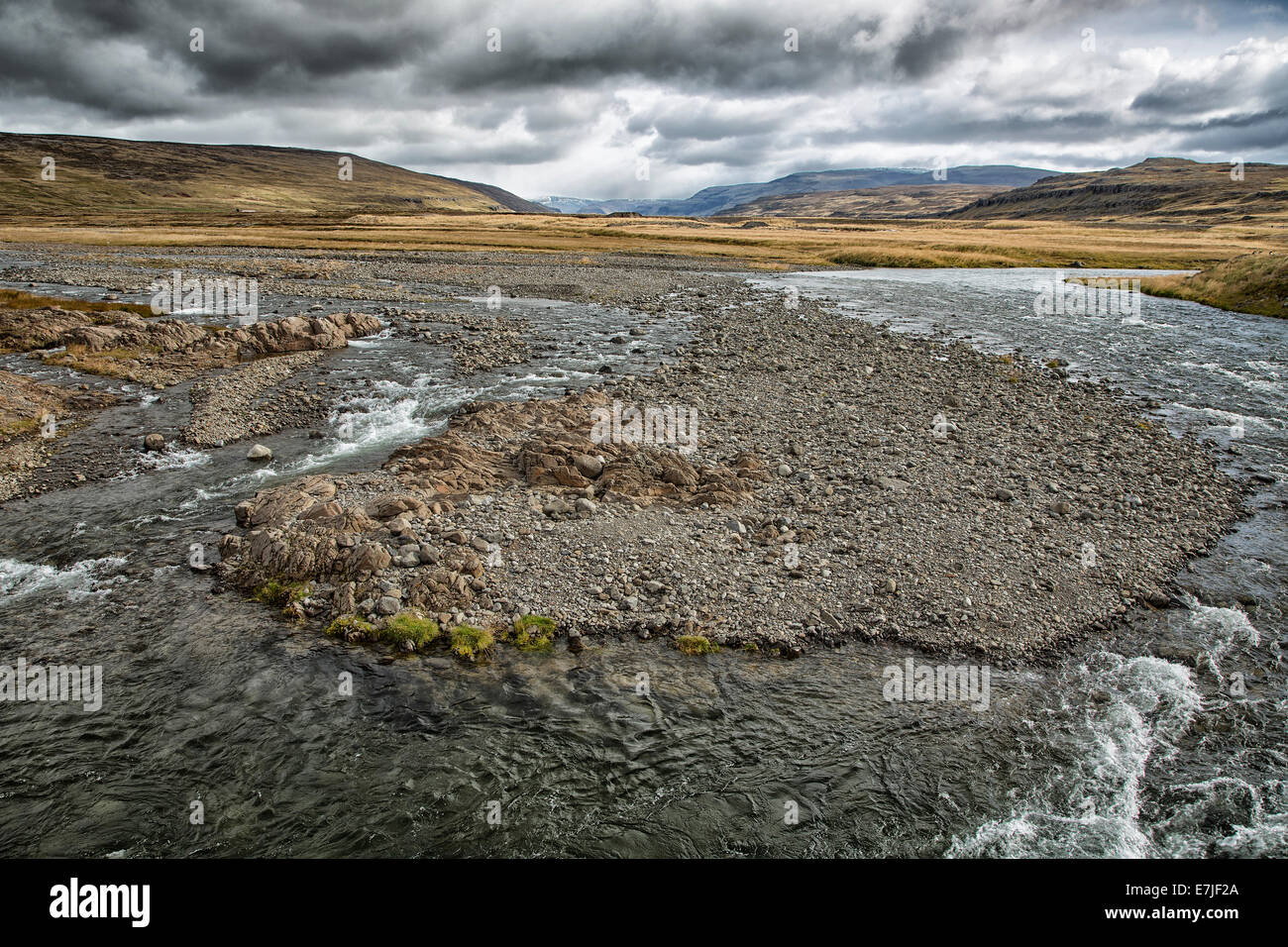 Budardalur, river, flow, Haukadalur, autumn, mood, Iceland, Europe ...
