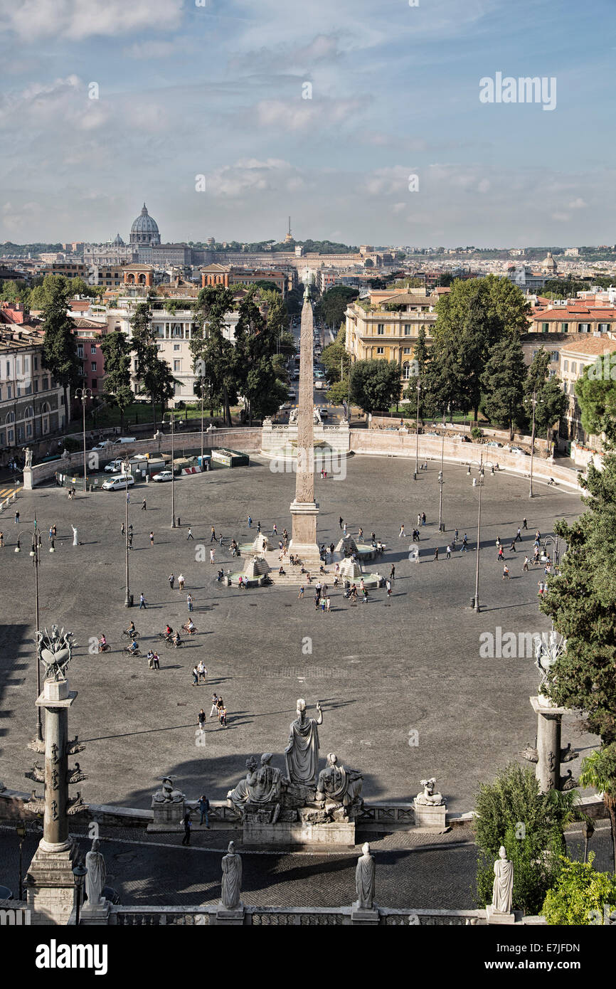 Italy, Europe, Rome, villa Borghese, view, Pincio, Piazza del Popolo ...