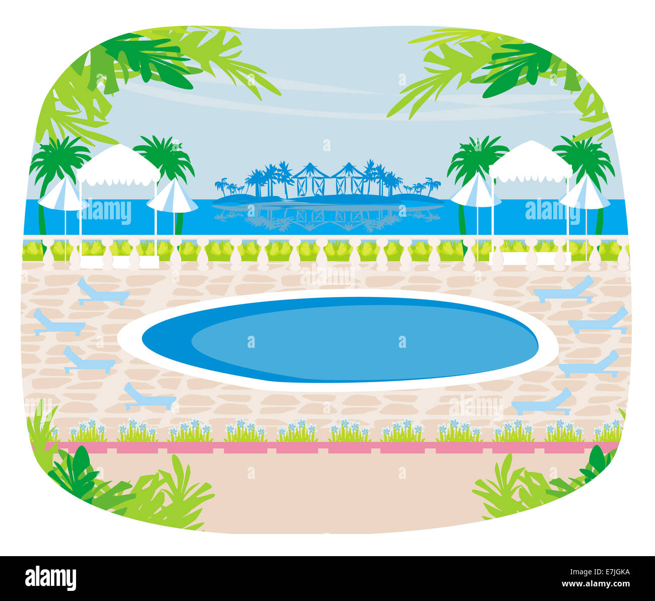Palm tree and swimming pool Cut Out Stock Images & Pictures - Alamy
