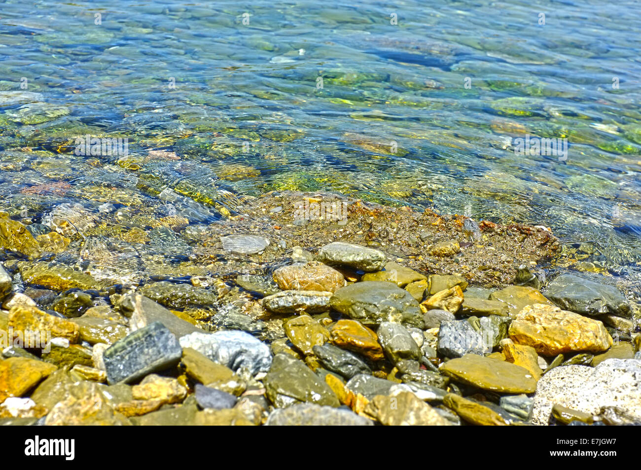 Shallow water with stones inside Stock Photo - Alamy