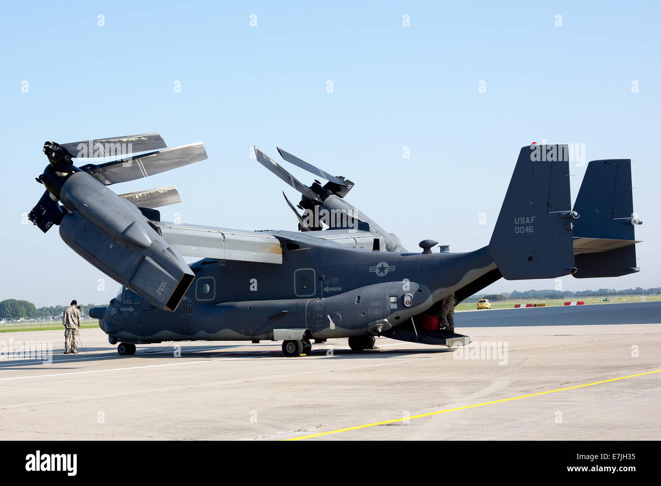U.S. Bell-Boeing CV-22B Osprey landed at the Mosnov airport, Novy Jicin ...