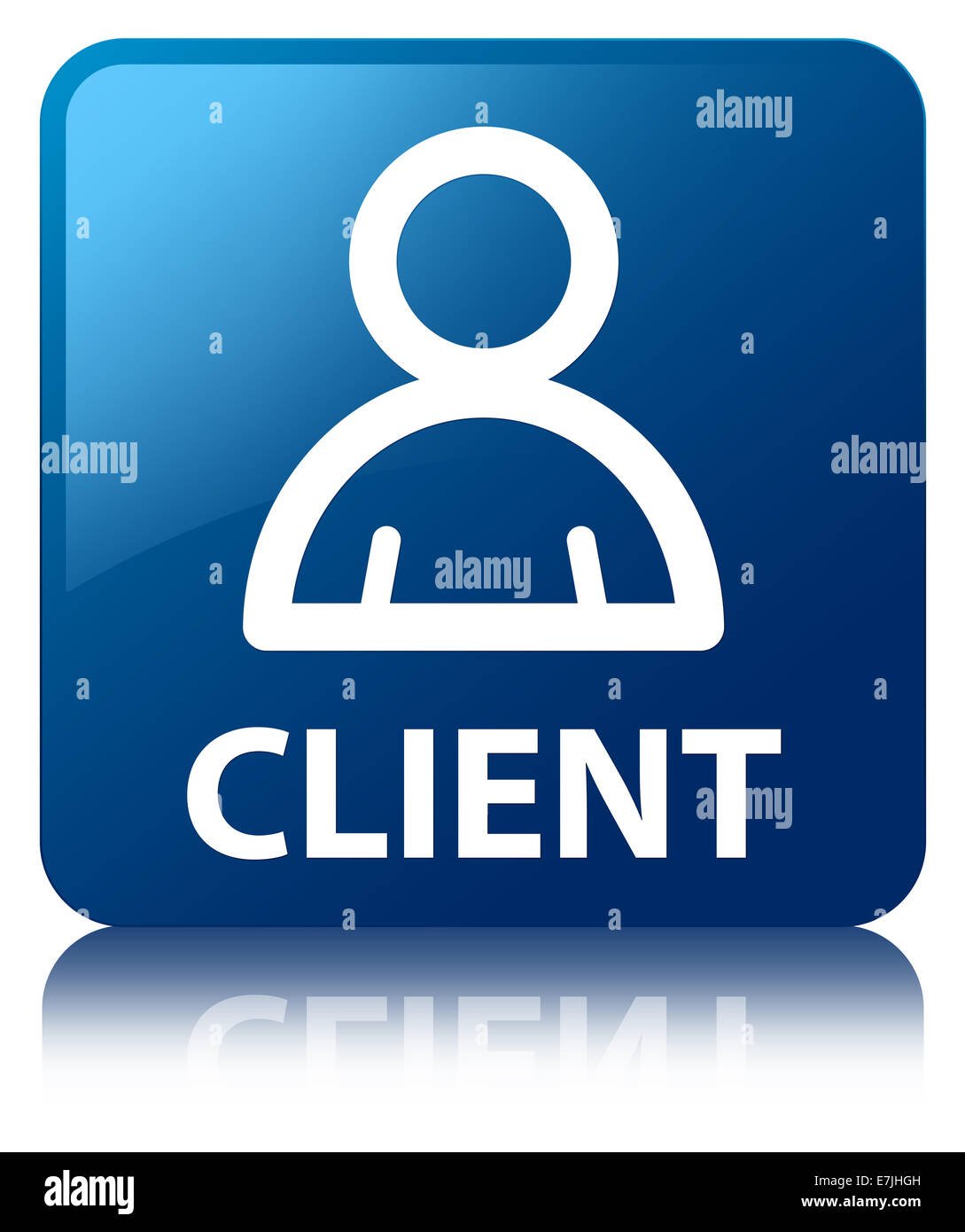 Client (member icon) blue square button Stock Photo - Alamy