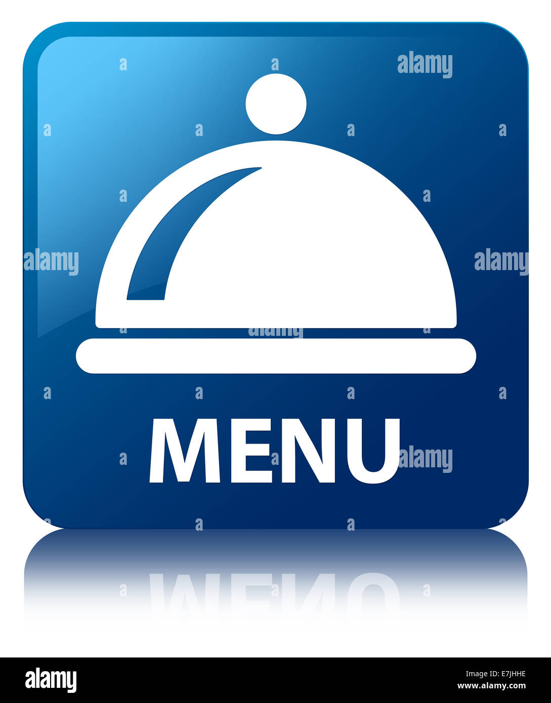 Menu (dish icon) blue square button Stock Photo - Alamy