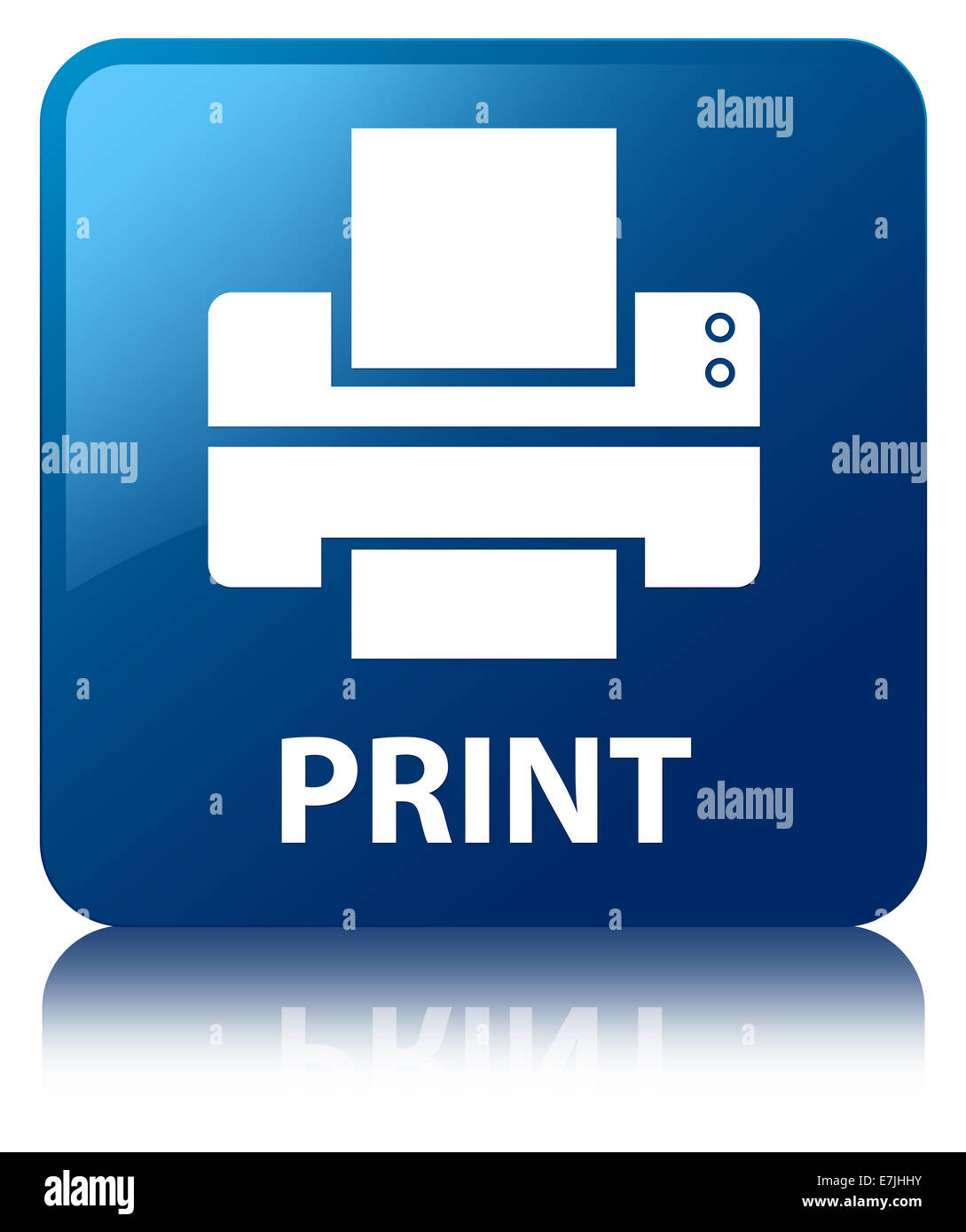 Print (printer icon) blue square button Stock Photo - Alamy