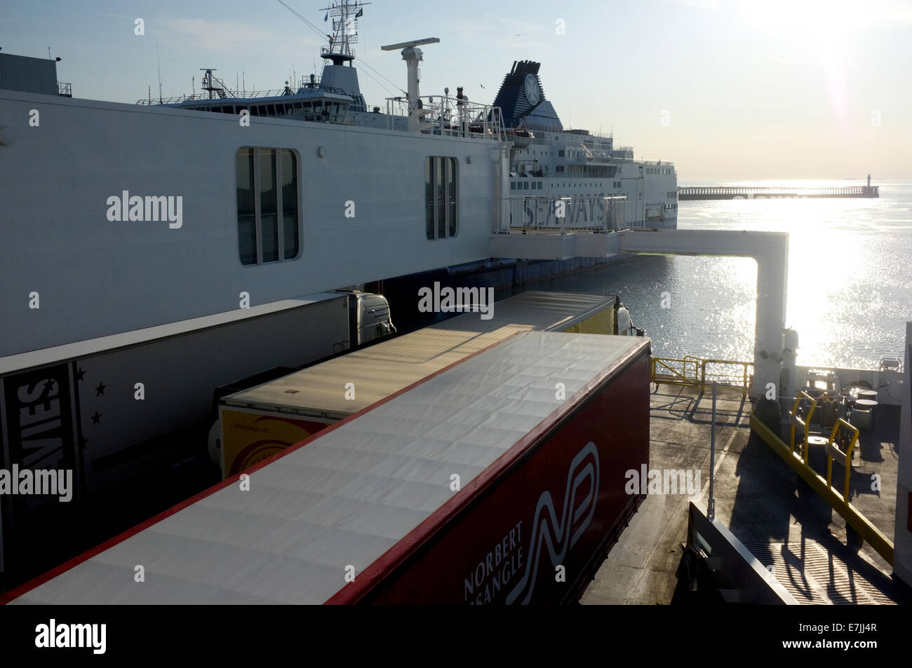 DFDS Seaways cross channel ferry Calais Seaways in port at Calais ...