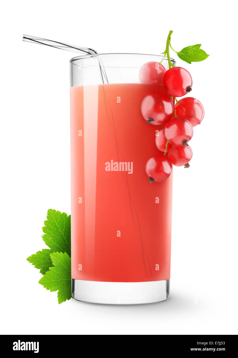 Glass of red currant drink on white background Stock Photo - Alamy