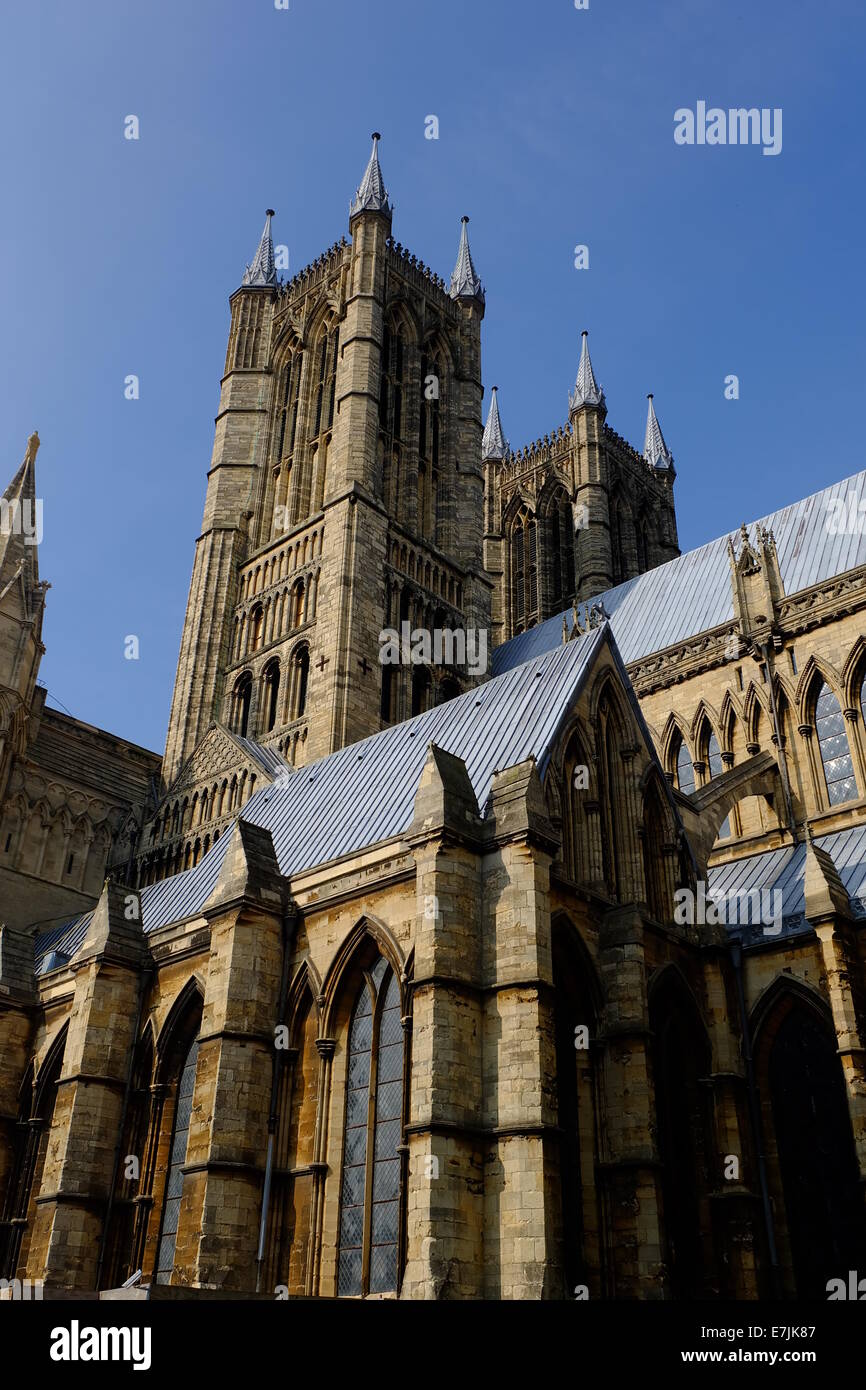 Lincoln Cathedral. Back View of west Towers Stock Photo - Alamy