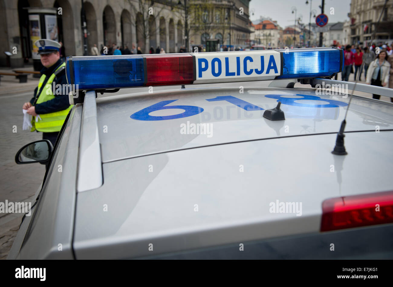 police car in Warsaw, Poland Stock Photo - Alamy