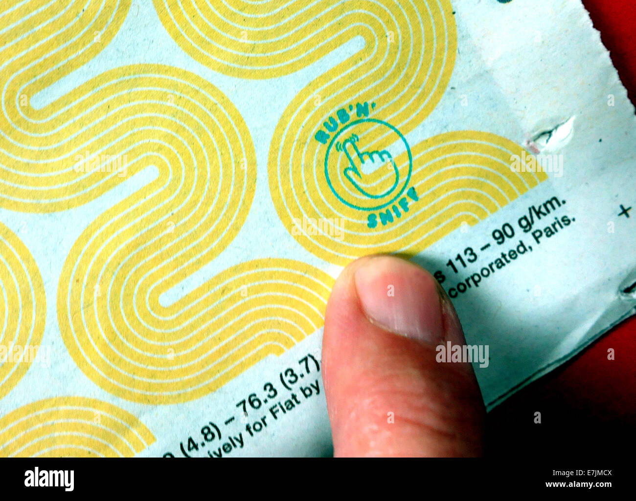 "Rub 'n' Sniff" car advertisement with fragrance in London newspaper ...