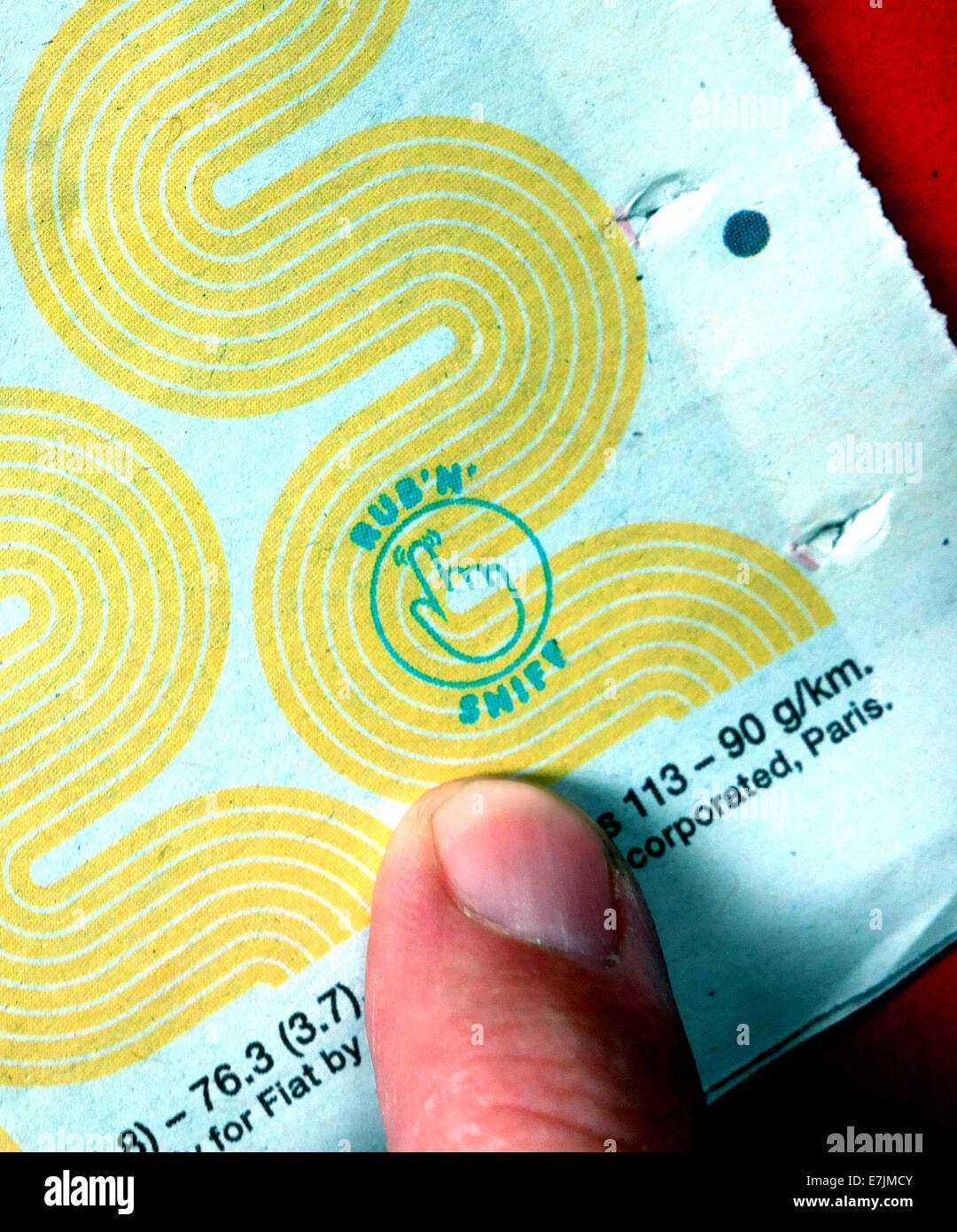 "Rub 'n' Sniff" car advertisement with fragrance in London newspaper ...