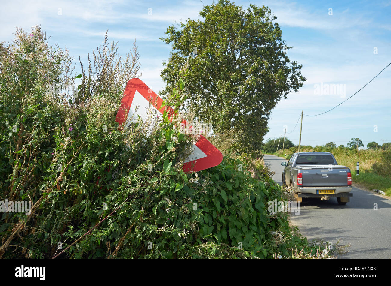 Hidden S Bend road sign UK Stock Photo - Alamy
