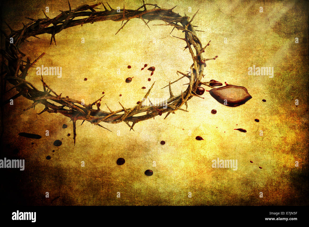 Crown of thorns with blood over textured background Stock Photo - Alamy