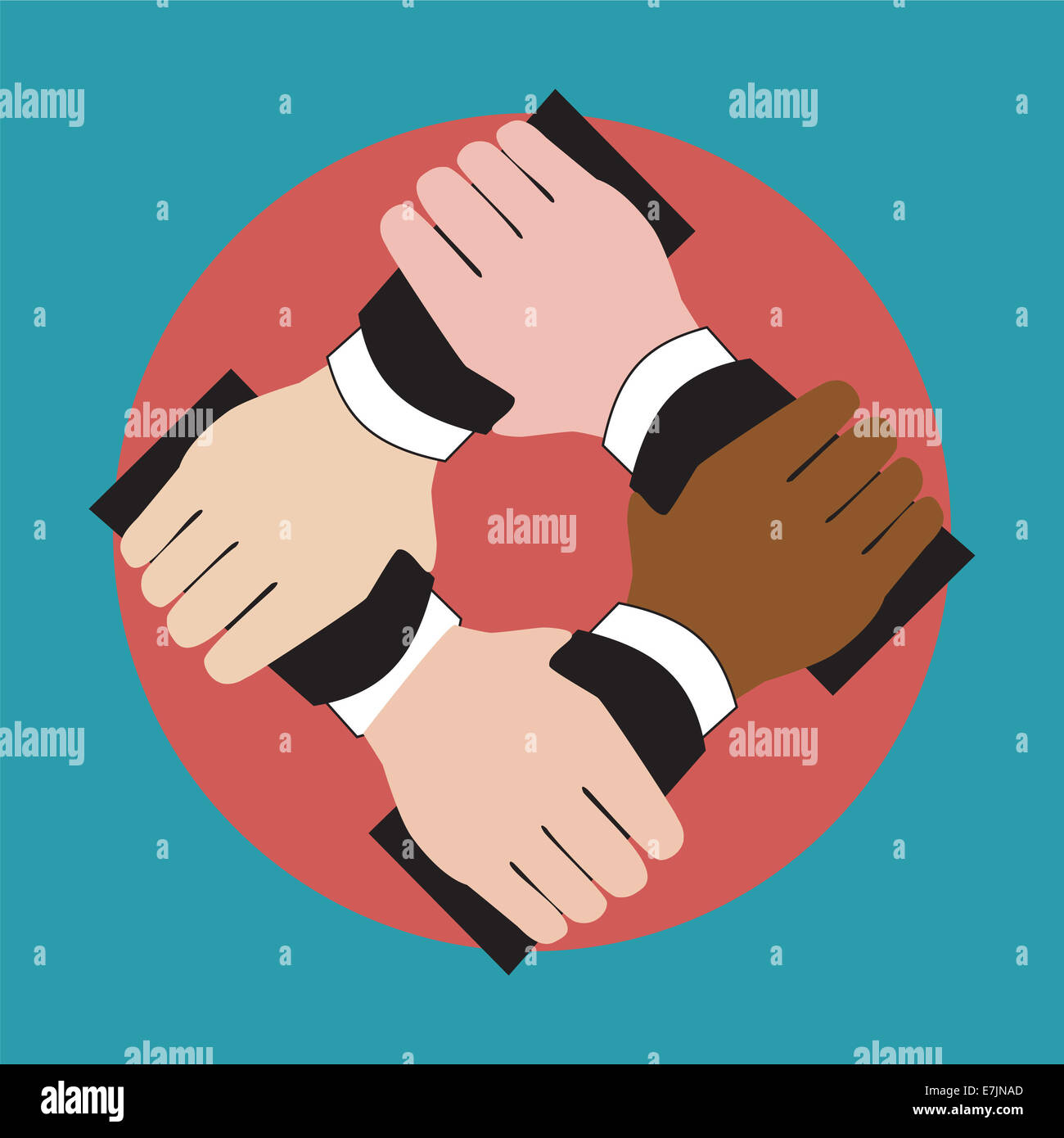 Illustration of hands holding each other showing unity Stock Photo - Alamy