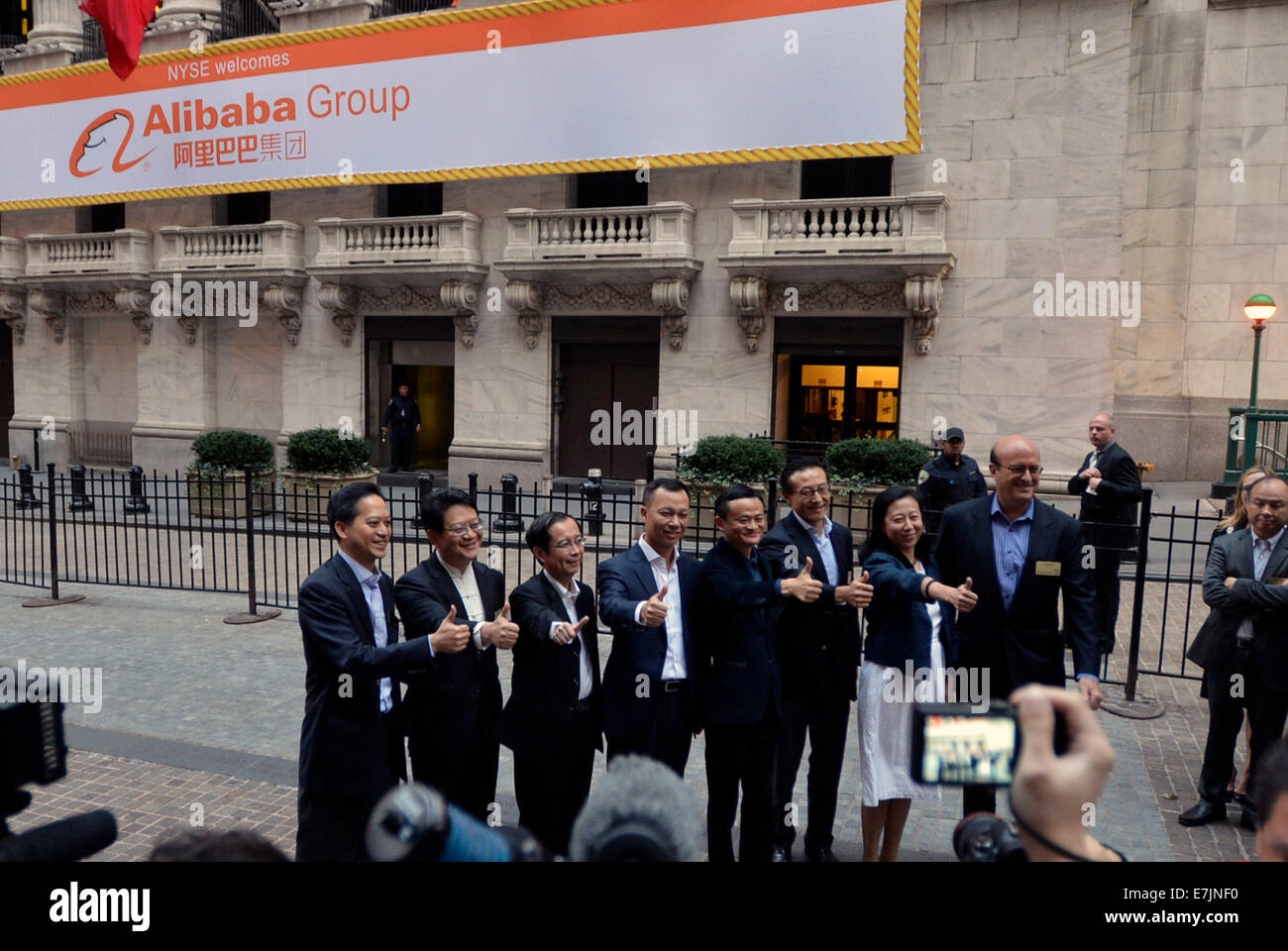 New York, USA. 19th Sep, 2014. Jack Ma (5th, L), board chairman of ...