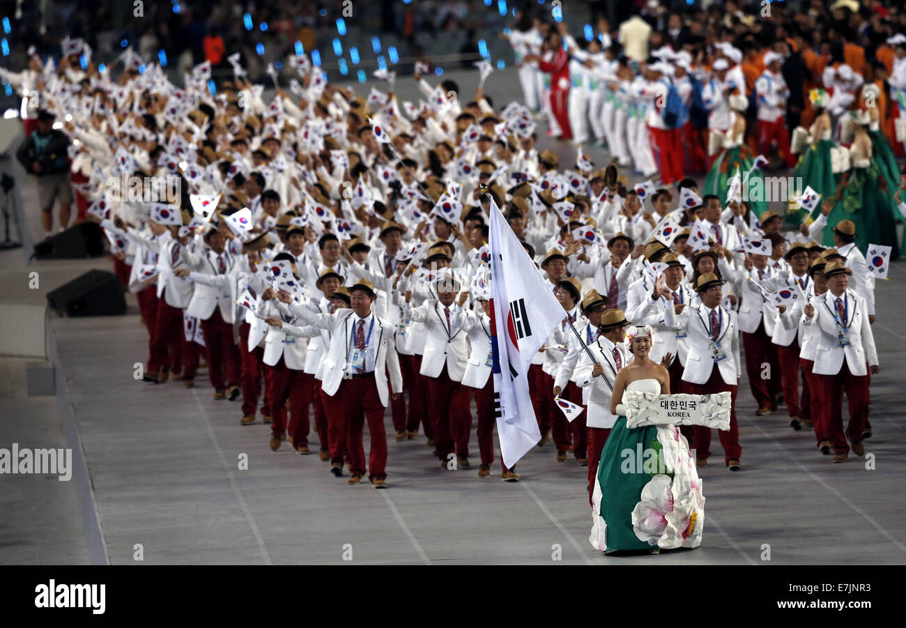 Incheon, South Korea. 19th Sep, 2014. The delegation of South Korea ...