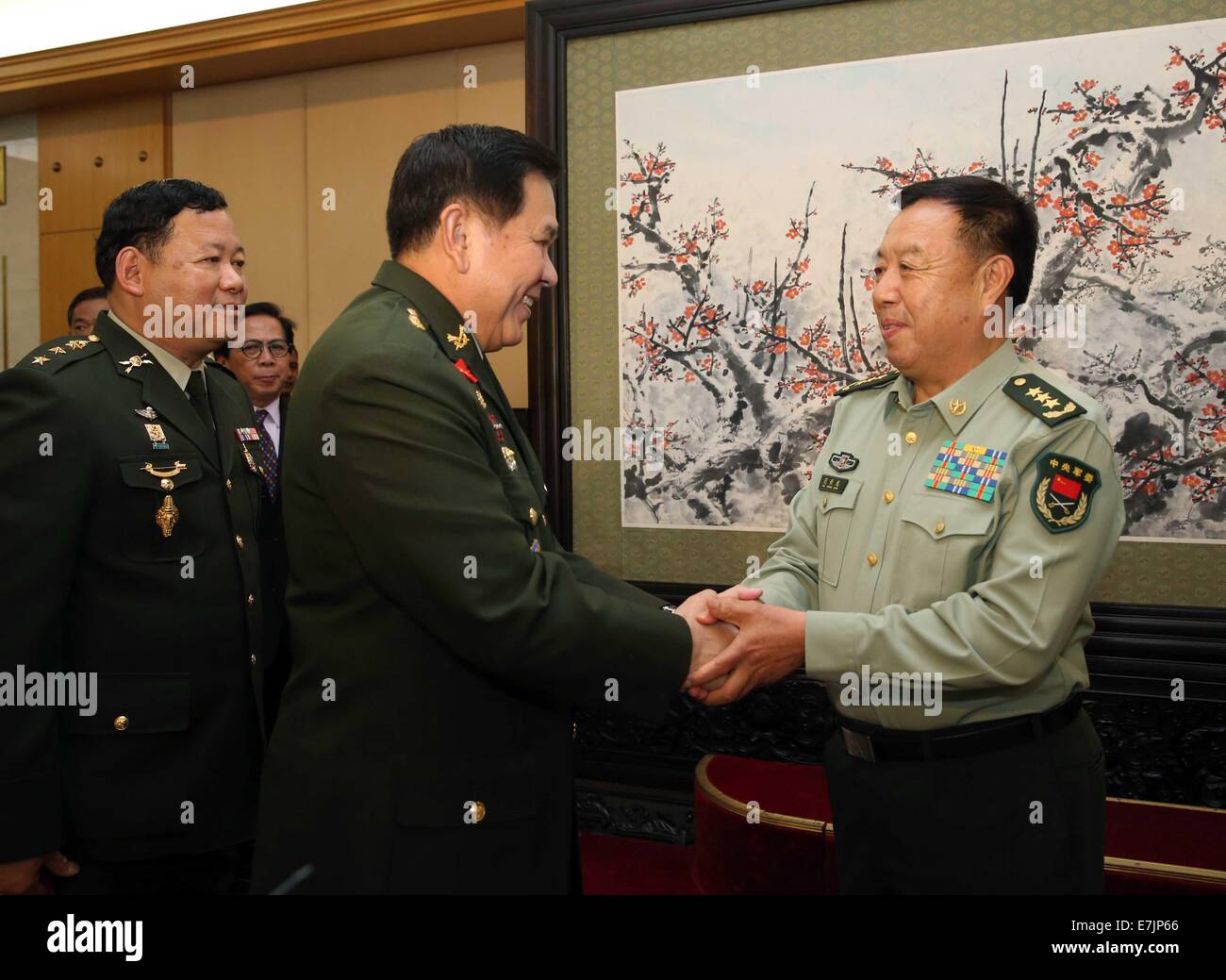 Beijing, China. 19th Sep, 2014. Fan Changlong (R), vice chairman of ...
