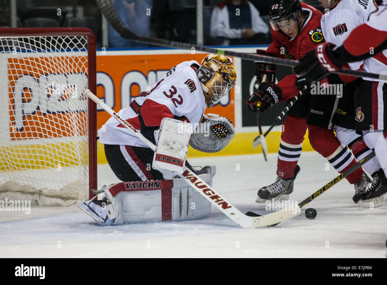 September 15, 2014. Ottawa Senators goalie Chris Driedger follows the ...