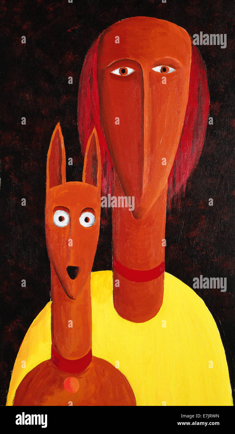 Man and Dog - Abstract Surrealist Portrait of a Man and Dog ...