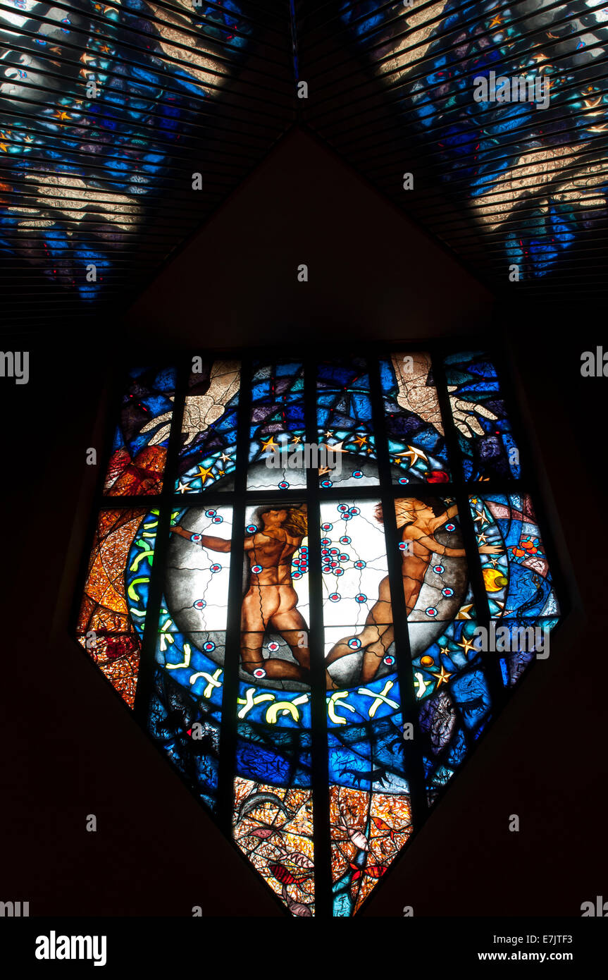 Adam and Eve stained glass by Derek Hunt, St Crispin`s Church ...