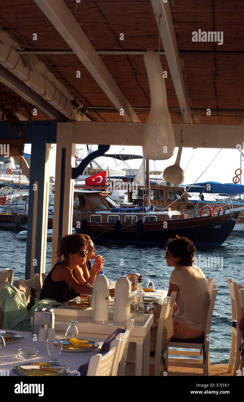 Tourists lunch in fish restaurant Stock Photo - Alamy