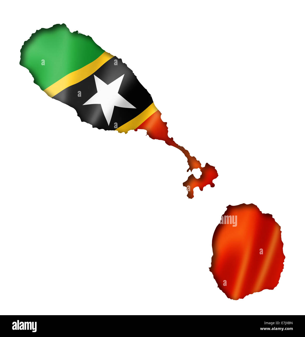 Saint Kitts And Nevis flag map, three dimensional render, isolated on ...