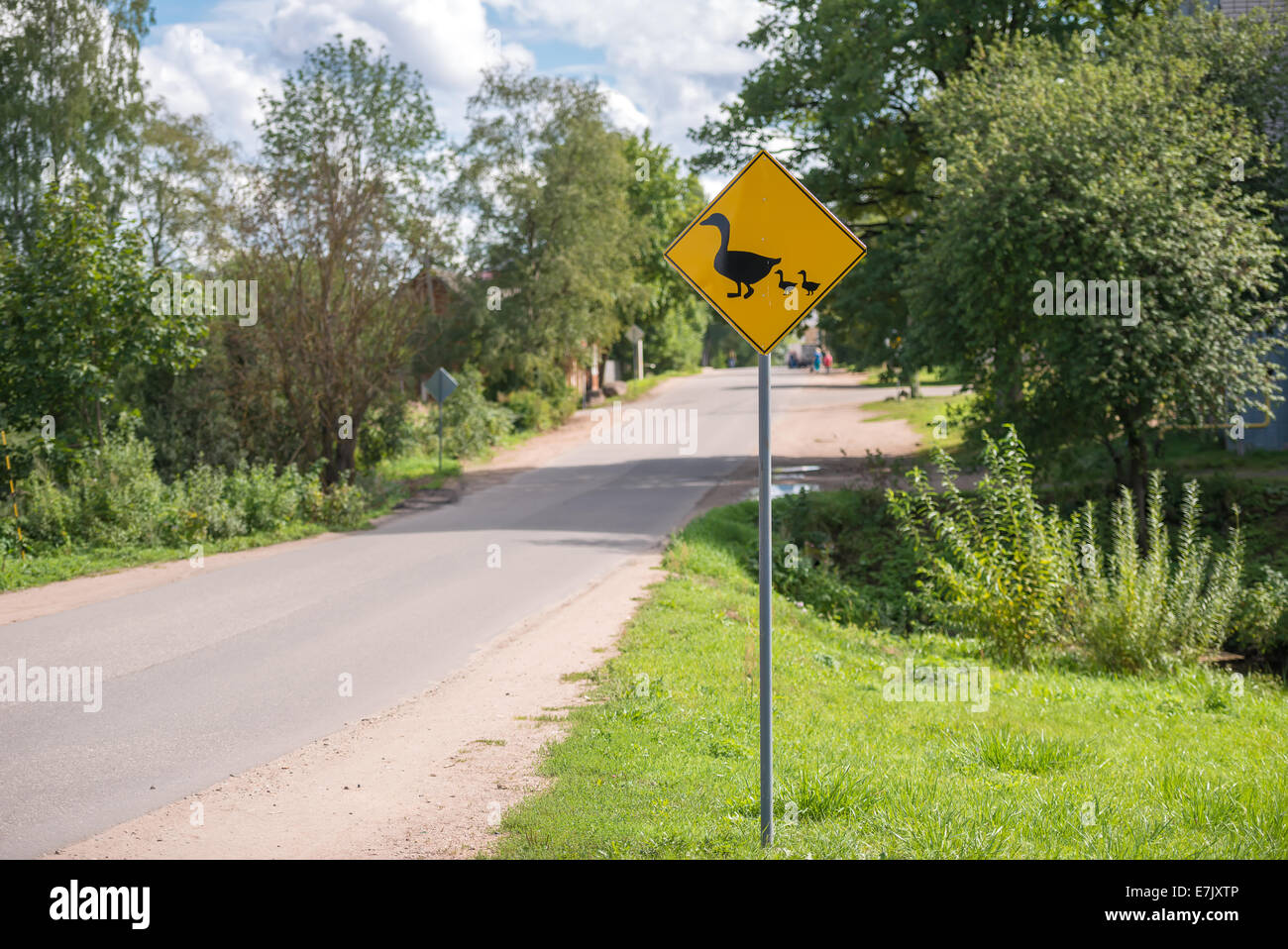 Warning road sign Stock Photo - Alamy