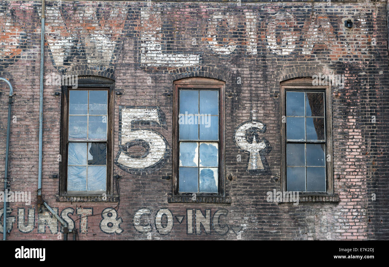 Old cigar sign painted on a brick building in downtown Walla Walla ...