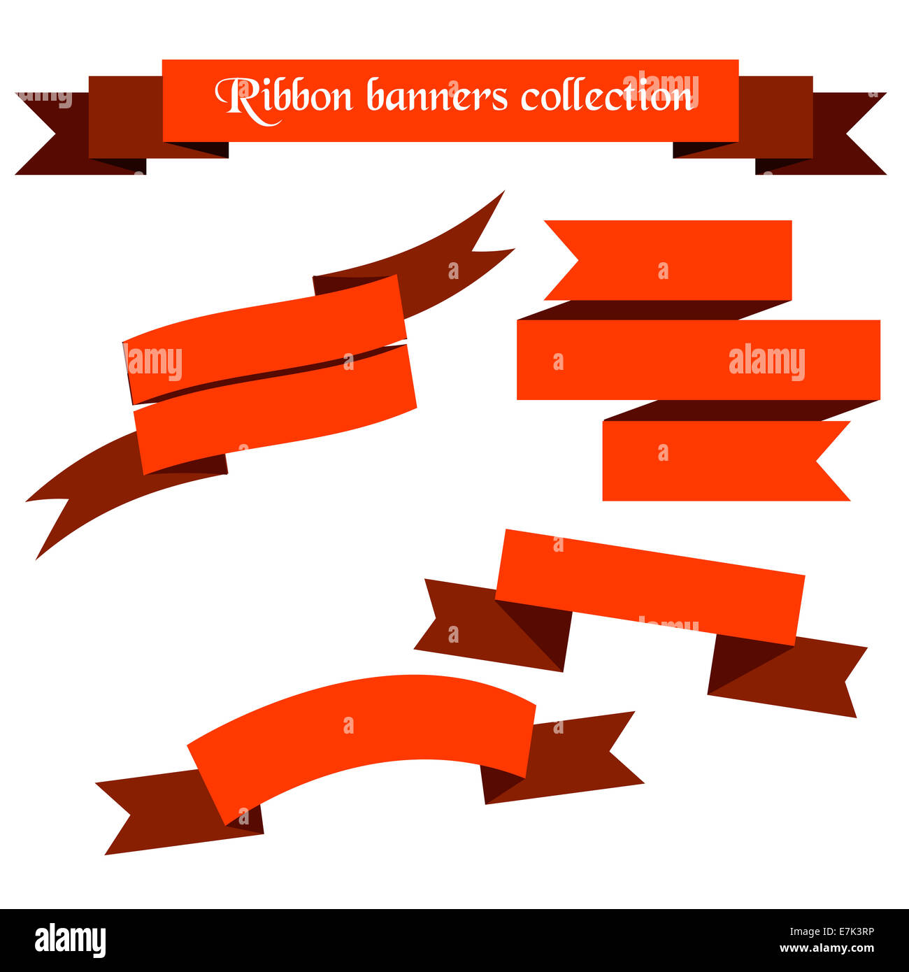 The collection of orange retro ribbons banners Stock Photo - Alamy